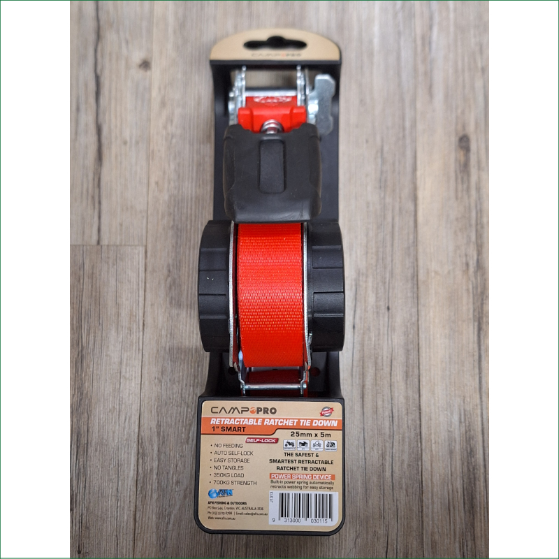 CAMP PRO RETRACTABLE RATCHET STRAP 5M - Swan Hill Fishing & Shooting